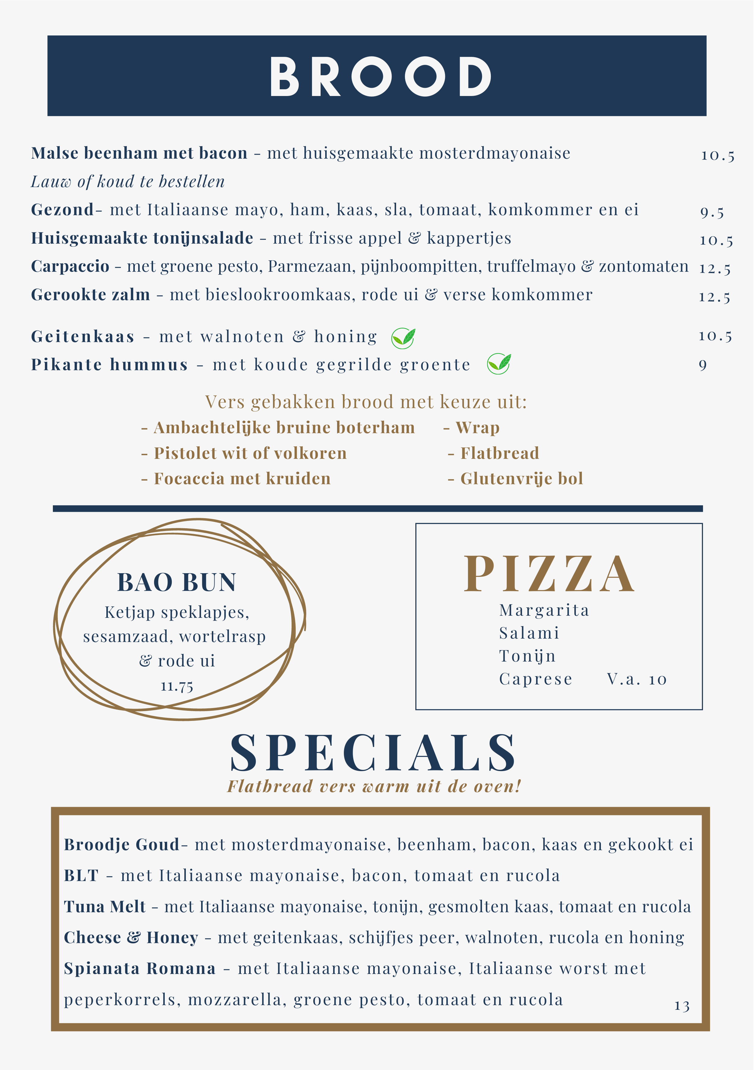 Menukaart - Grandcafe Goud