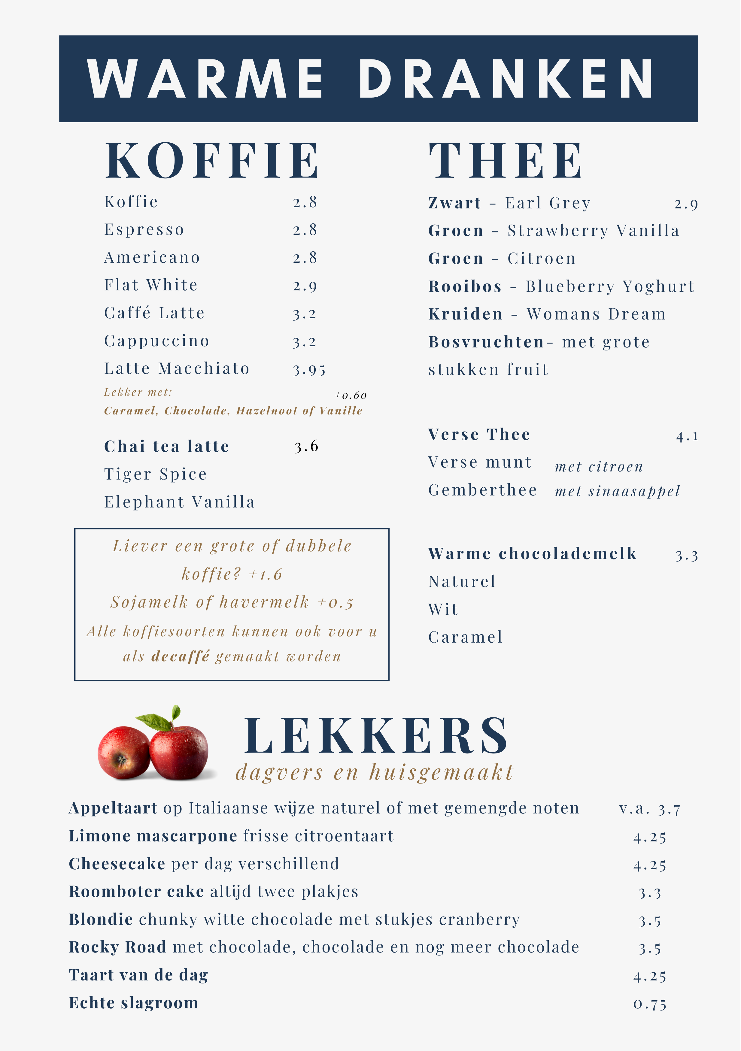 Menukaart - Grandcafe Goud